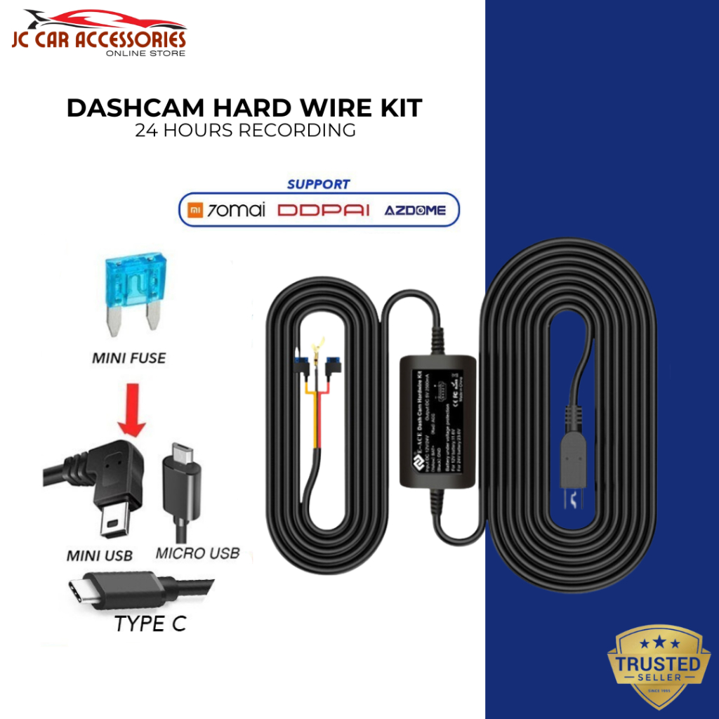 Hard Wire Kit Fuse Box Car Recorder Type C Mini Micro USB DVR Dashcam ...