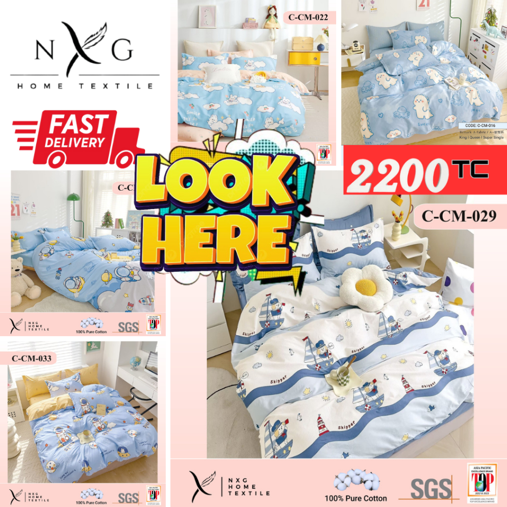 NXG 100% Pure Cotton 2200tc | Comforter Set | Queen 5in1 | Fitted Sheet ...
