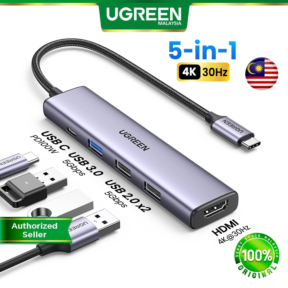 UGREEN 5 IN 1 USB C Hub USB3.0 5Gbps HDMI 4K30Hz PD100W Adapter Dock ...