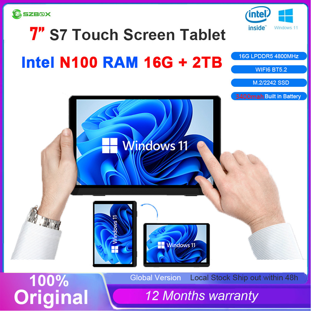 7Inch Intel N100 Touch Screen Tablet Windows 11 WiFi6 BT5.0 DDR5 16GB ...