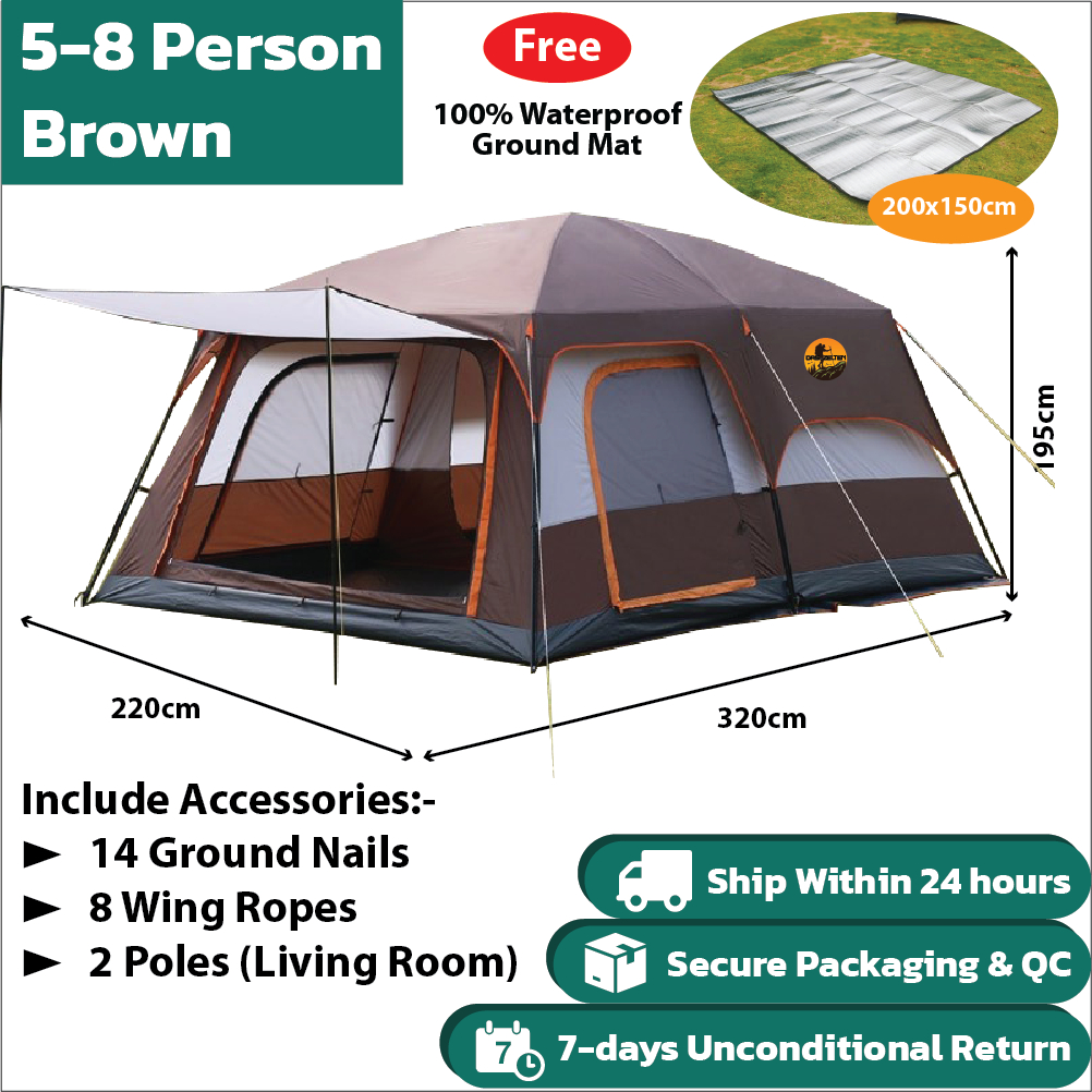 💥Original logo💥Khemah Unta Camping Tent waterproof Family Tent Large ...