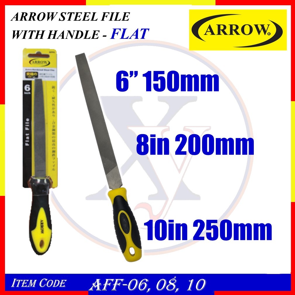 R'DEER / ARROW STEEL FILE WITH HANDLE - FLAT FILE AFF-06 (6") AFF-08 (8 ...