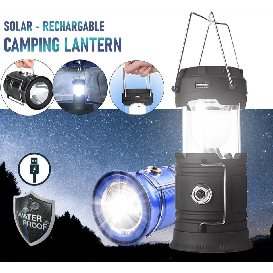Camping Rechargeable 3 in 1 Solar Ultra Bright 6 LED Tent Light ...