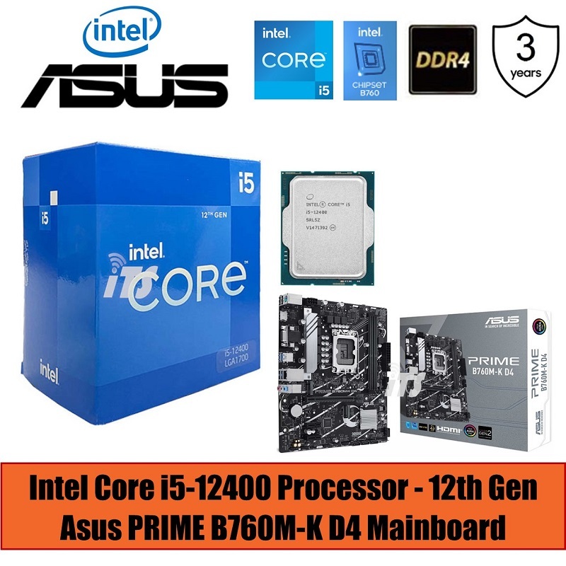 Intel Core i5-12400 Bundle Asus PRIME B660M / B760M LGA1700 Mainboard ...