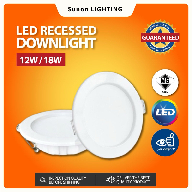 🔥SIRIM Approved🔥LED Downlight Round 4” 6” 12W 18W Led Panel light ...
