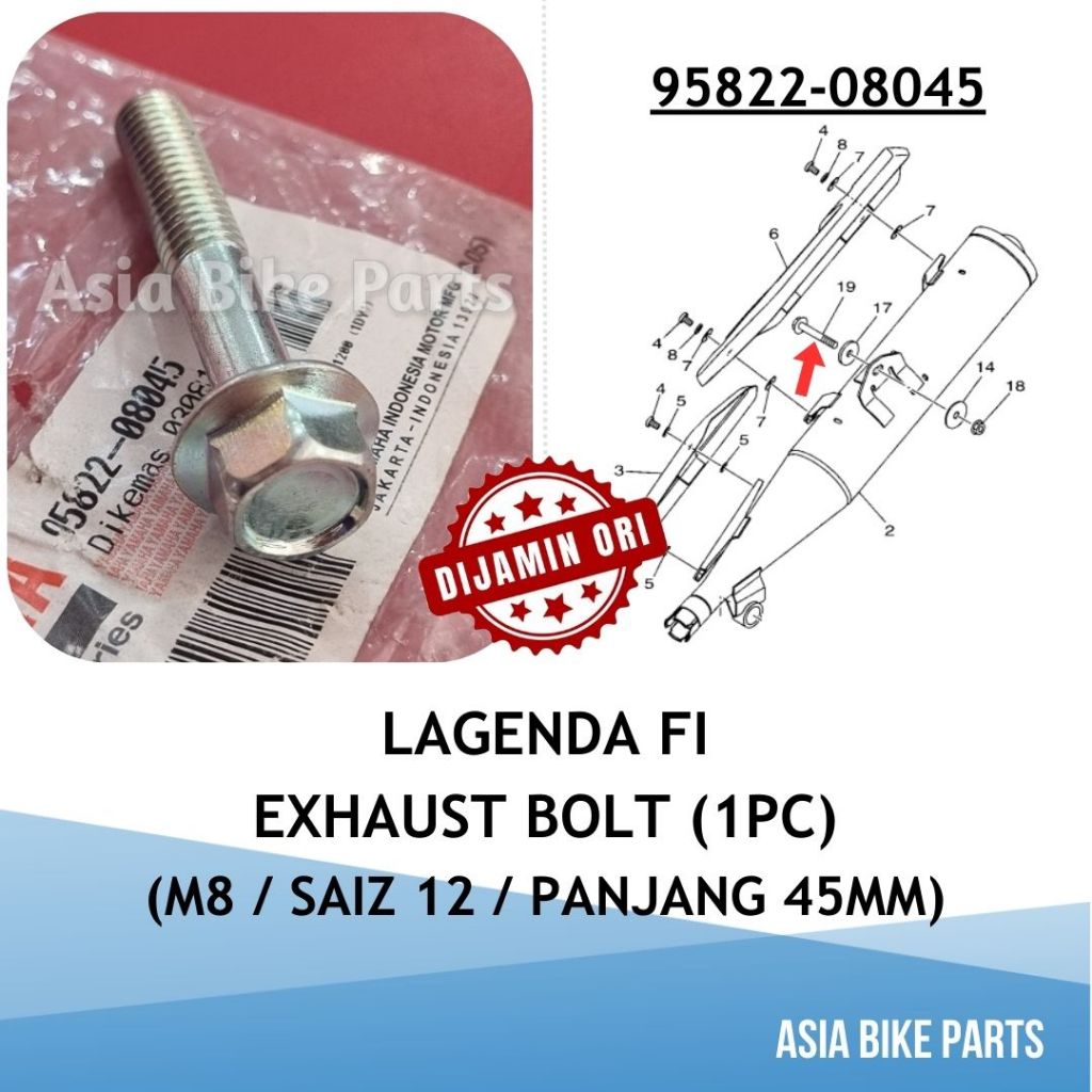 Yamaha Original Lagenda FI Exhaust Bolt / Screw Gantung Ekzos Saiz 12 ...