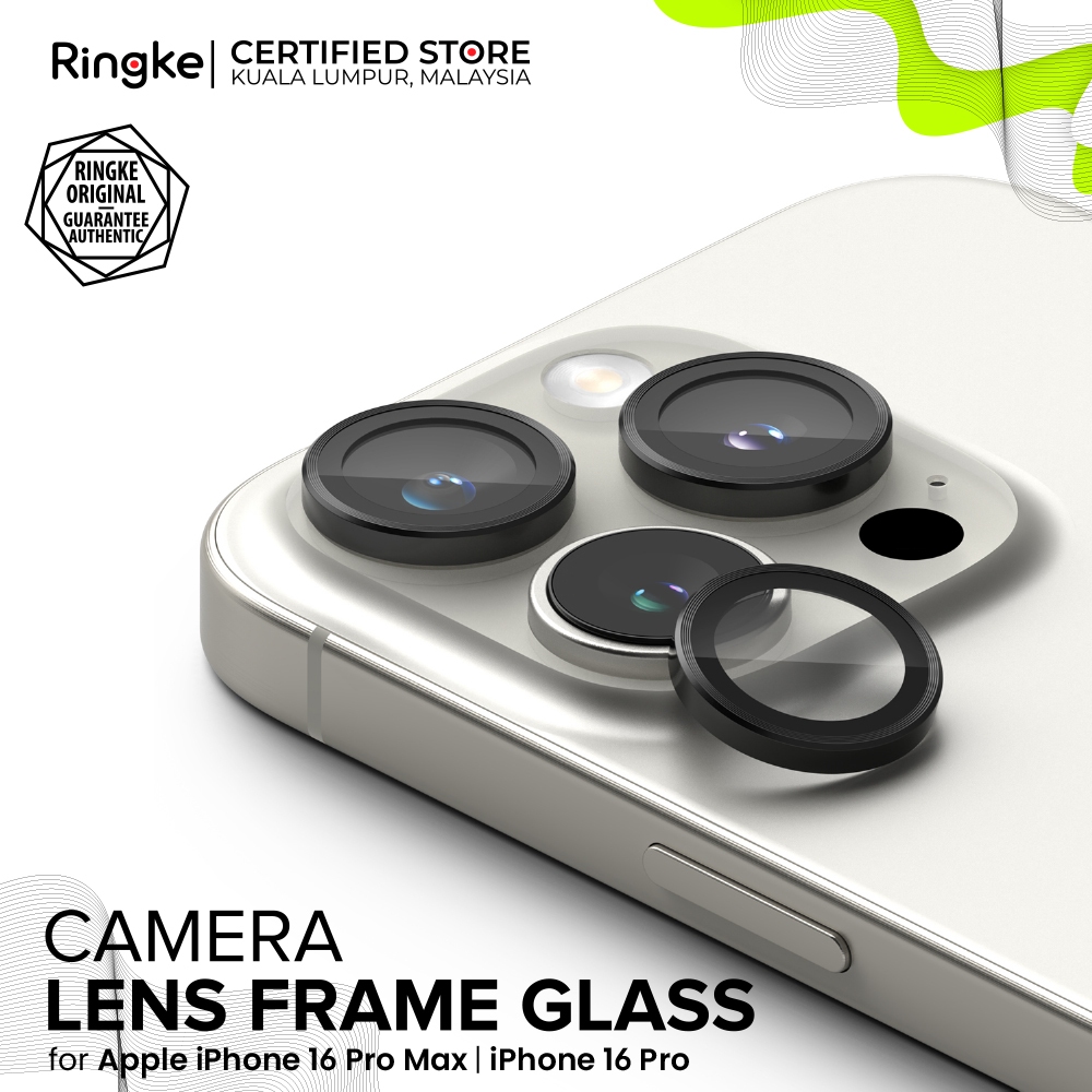 RINGKE® CAMERA LENS FRAME GLASS iPhone 16 Pro Max/ iPhone 16 Pro 0.33mm ...
