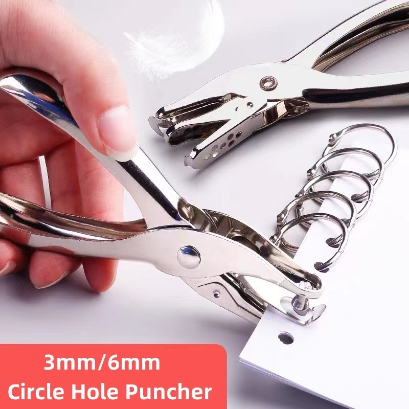 One Hole Puncher 3mm / 6mm Ticket Puncher Circle Metal Single Hand Held ...