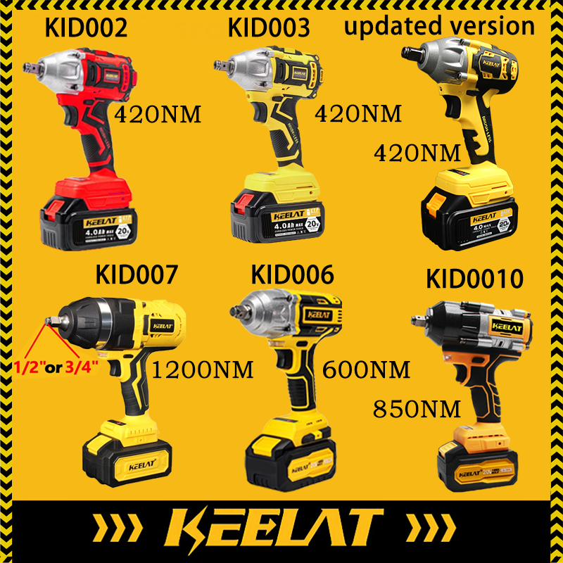 KEELAT Cordless Brushless Impact Wrench Gun Series 1/2''&1/4'' Driver ...