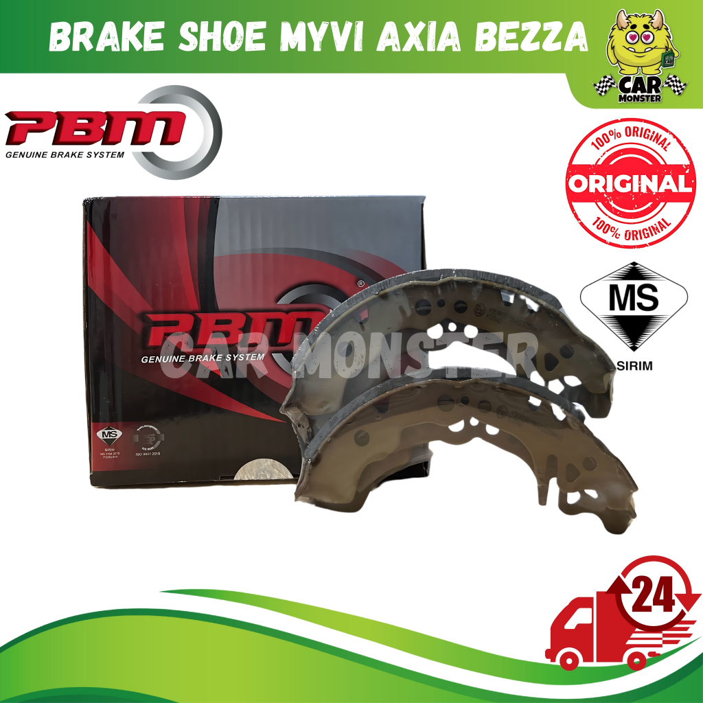 ORIGINAL PBM BRAKE SHOE Myvi Axia Bezza ASBESTOS FREE (1 SET / 4 PCS ...