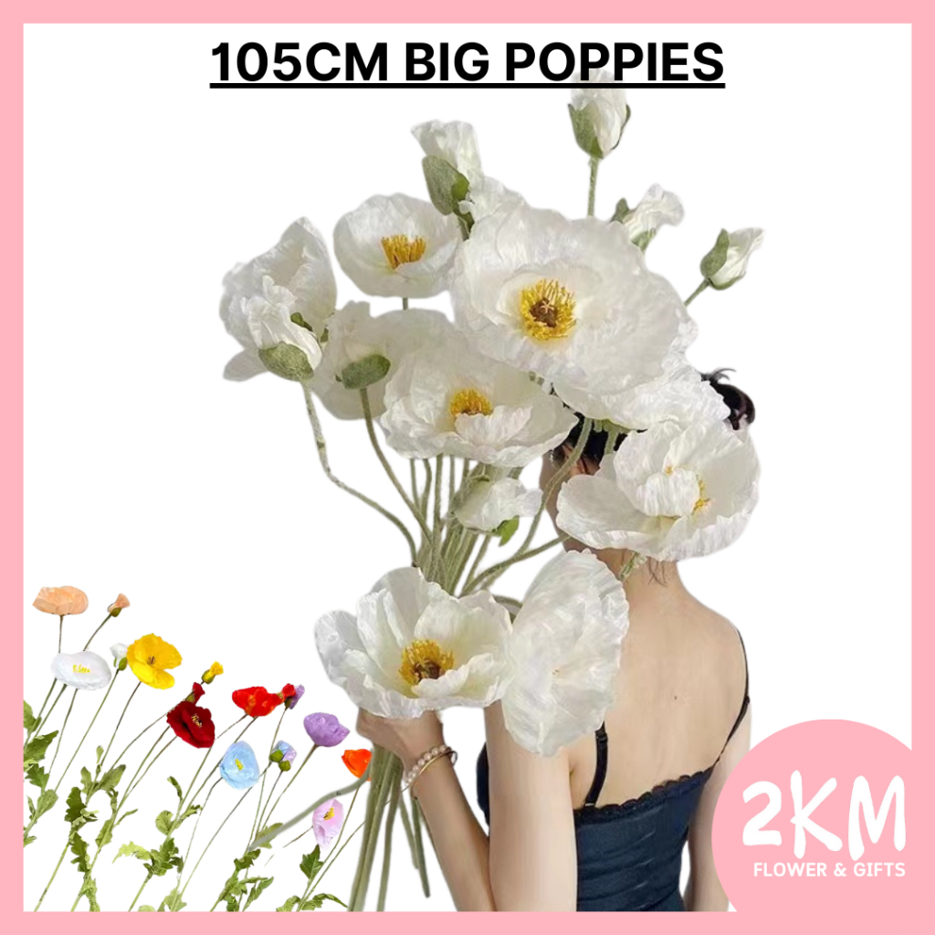 105CM EXTRA BIG POPPIES ARTIFICIAL Flower Pelamin Room Home Poppy ...
