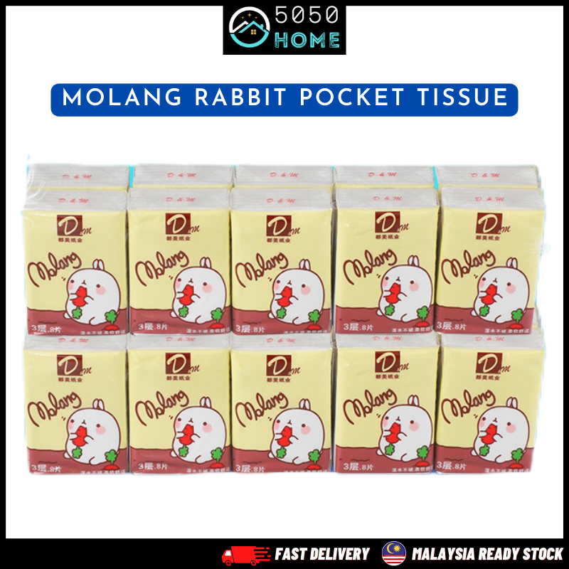 5050HOME Molang Rabbit Pocket Tissue (1 small per pack) Soft Facial ...