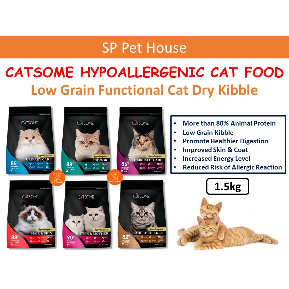 Catsome Hypoallergenic Low Grain Dry Cat Food - Original Pack 1.5kg ...