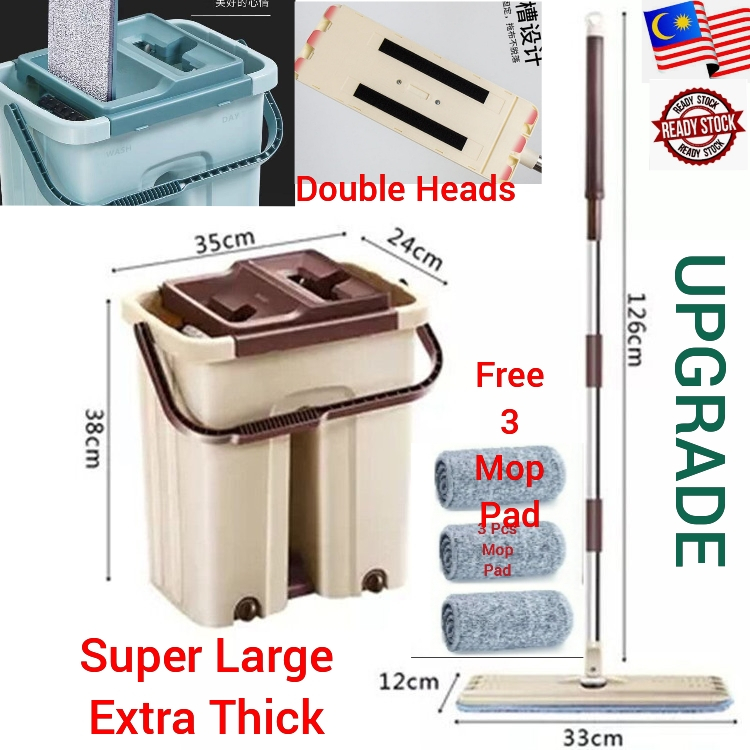 XXL 2in1 Scratch Mop with Bucket and Mop Pads Spin Mop - Self-Wash and ...