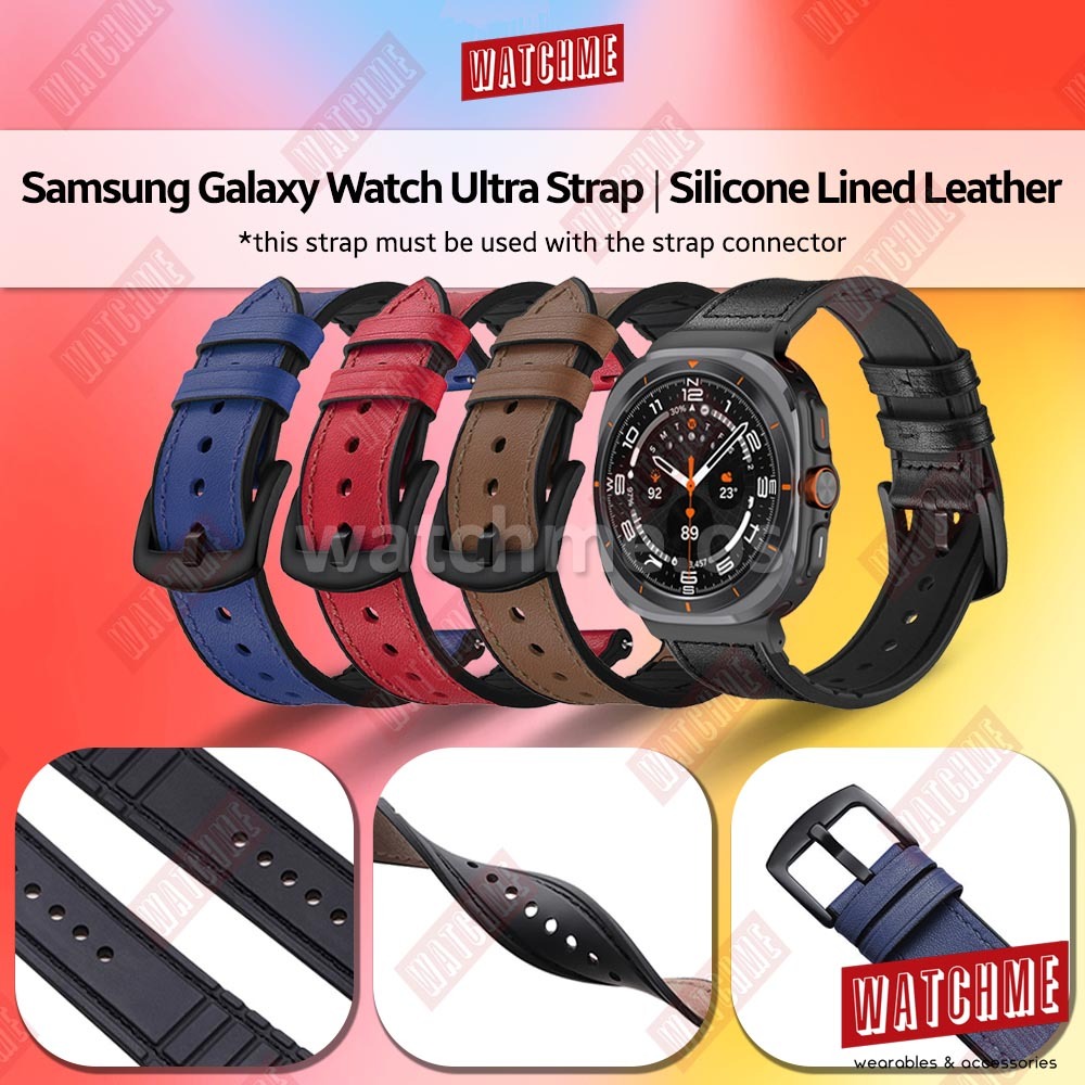 Samsung Galaxy Watch Ultra Strap, Silicone Lined Leather Series 22mm, 6 ...