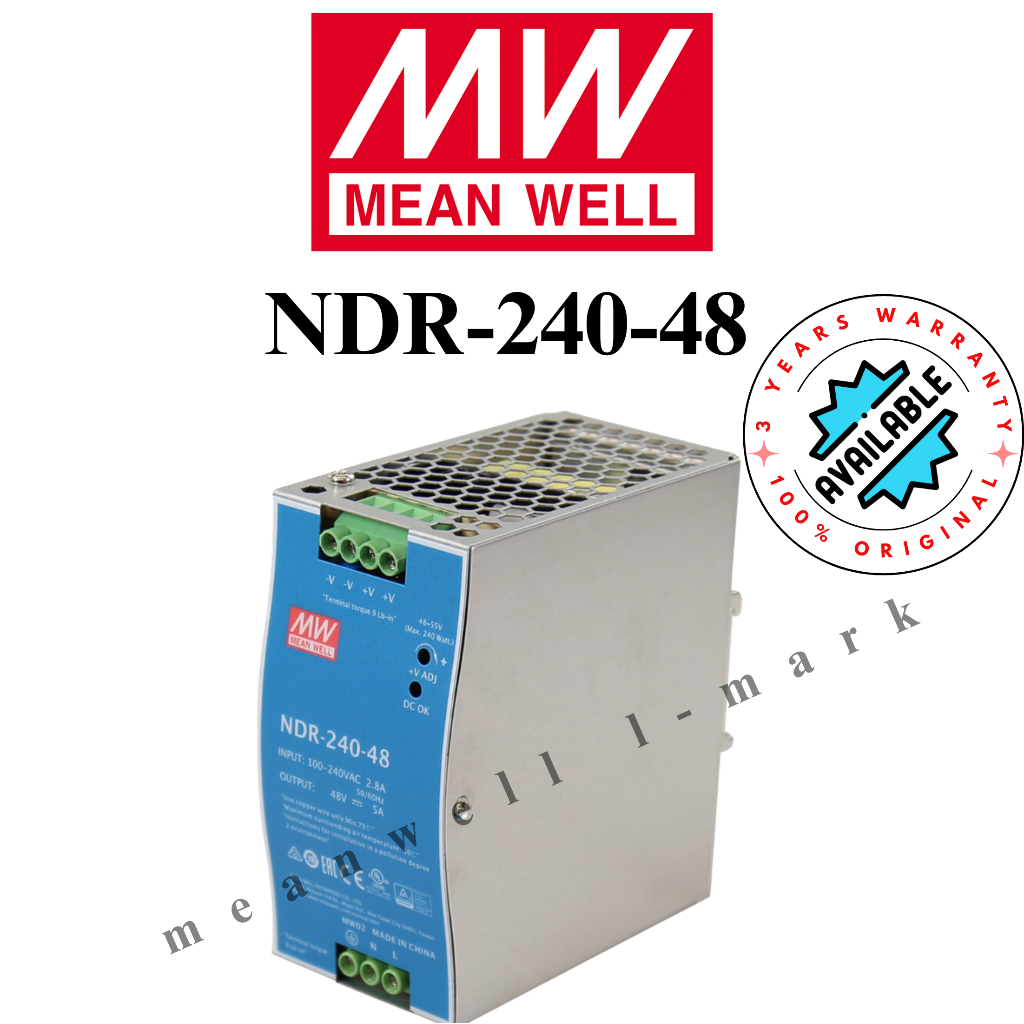 Mean Well NDR-240-48 240W 48V 5A MeanWell Single Output Industrial DIN ...