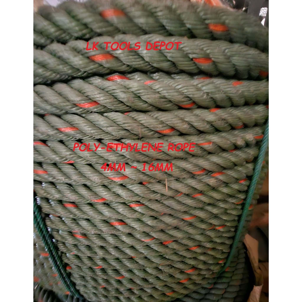 P.E NYLON ROPE - GREEN COLOUR / TALI LEMBU 4MM-10MM - WARNA HIJAU ...