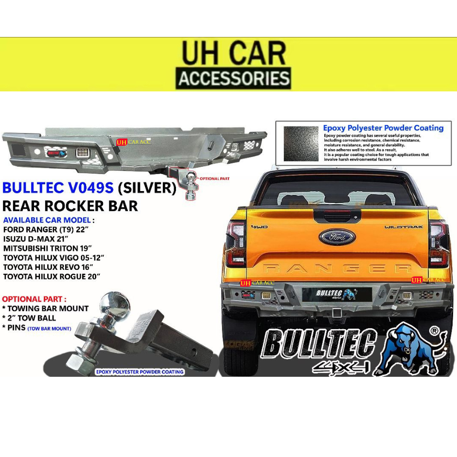 FORD RANGER T9 DMAX 2021 HILUX VIGO REVO ROCCO ROGUE V049S REAR BUMPER ...
