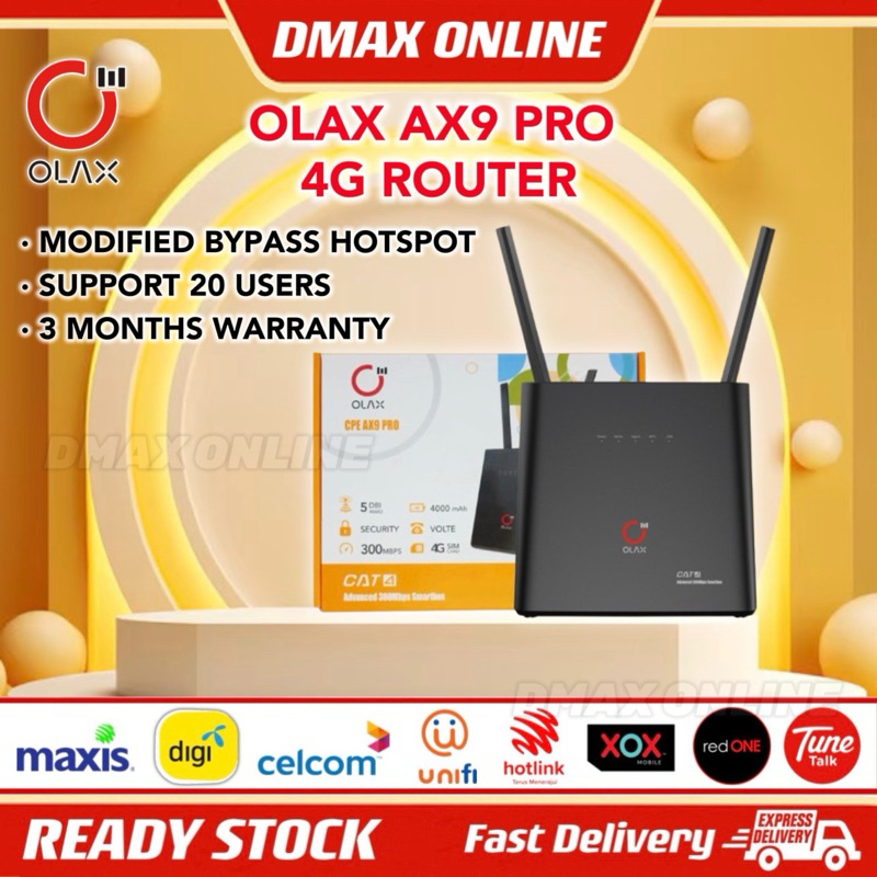 OLAX AX9 Pro 300mbps 4G WiFi router with 4000mah battery | Shopee Malaysia