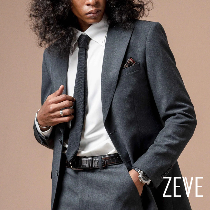 Zeve Single Breasted Suit Blazer - Dark Grey Plain (Peak Lapel ...
