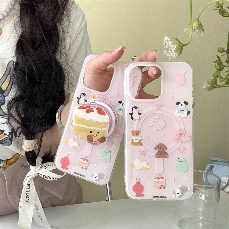 Ins风 Jellycat可爱系小动物磁吸手机壳+支架 Ins style Jellycat cute small animal ...