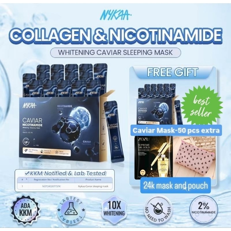 (BUY 1 FREE 3 ) Caviar Sleeping Masks Original by NYKAA - 2 boxes 100 ...