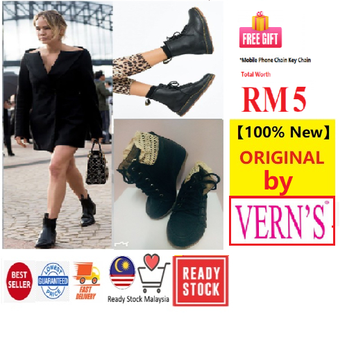 ( ORIGINAL ) VERN'S leather flat Women Suede Ankle Kasut Outdoor Short ...