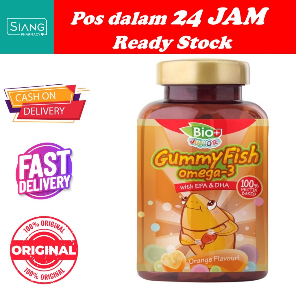 (Expiry 11/2024) Bioplus Junior Gummy Fish Omega 3 Orange Flavour 80s ...