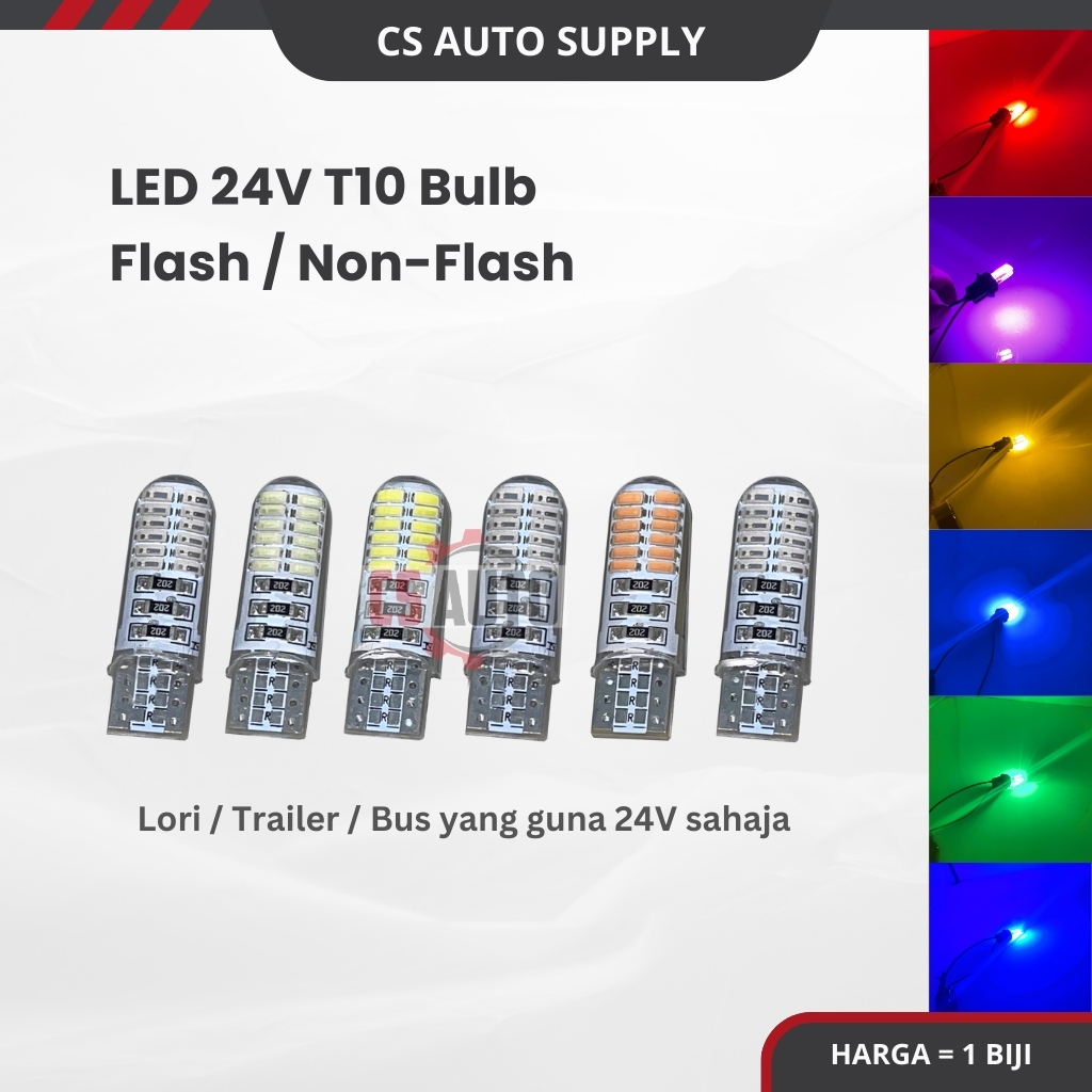 1pc Sebiji Led 24v T10 Bulb Flash Mentol Kelip Kelip Flashing Cucuk ...