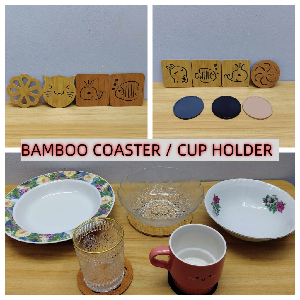 BAMBOO COASTER CUP HOLDER MUGS PLATES BOWLS POTS HOT COOL FOODS KITCHEN ...