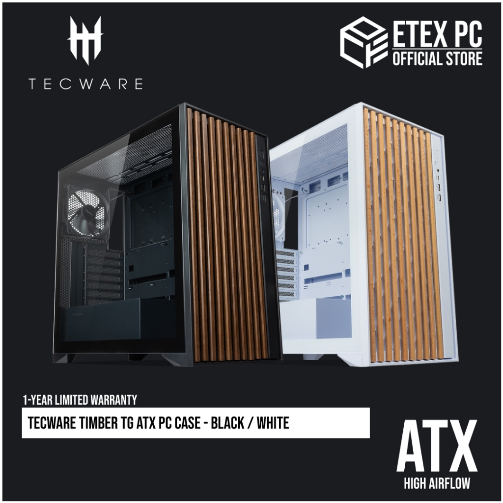 Tecware Timber TG ATX PC Case - Black / White # TWCA-TBER-BK / TWCA ...