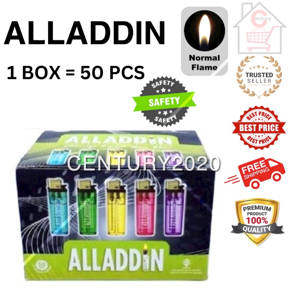 ALLADDIN Lighter Transparent Colorful Flint Disposable Gas Lighter ...
