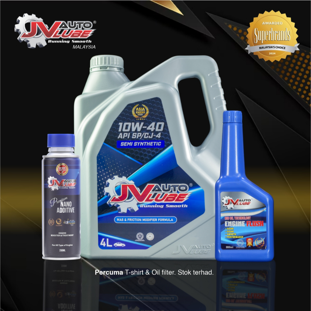 JV AUTO LUBE SET ENGINE OIL SEMI 10W-40 (4LITER) + ENGINE FLUSH(1BOTTLE ...
