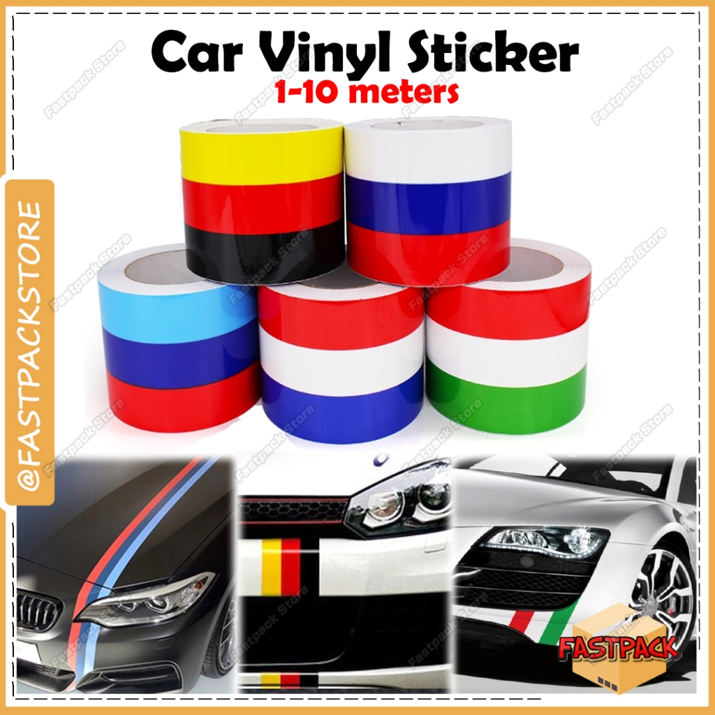 1Meter 10Meters Flag Stripe Car Kereta Hood Vinyl Sticker Decal Stripe ...
