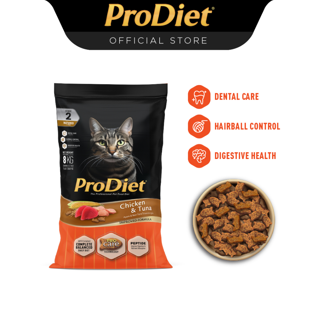 ProDiet Dry Cat Food Adult - Chicken & Tuna (8kg/500g x 16 Packs ...