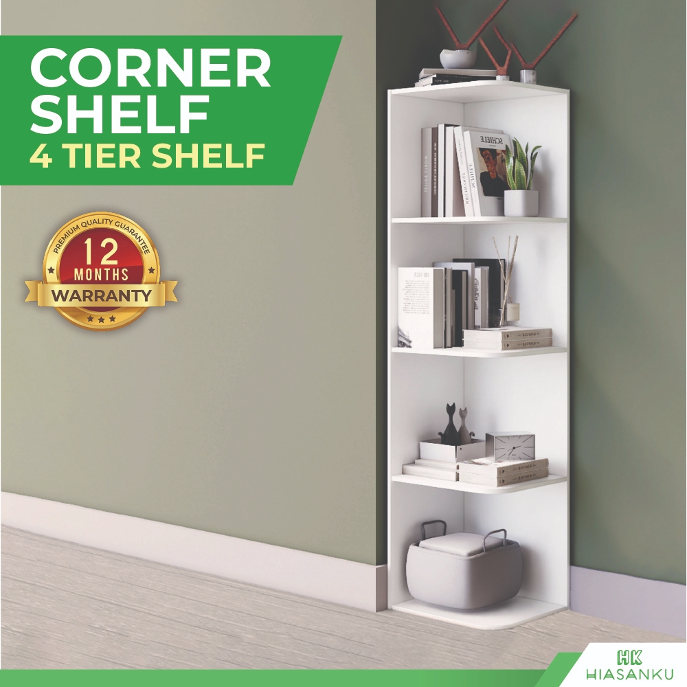 HK Rak Sudut 4 Tingkat Corner Shelf 4 Tier Bookshelf Decorative Shelf ...