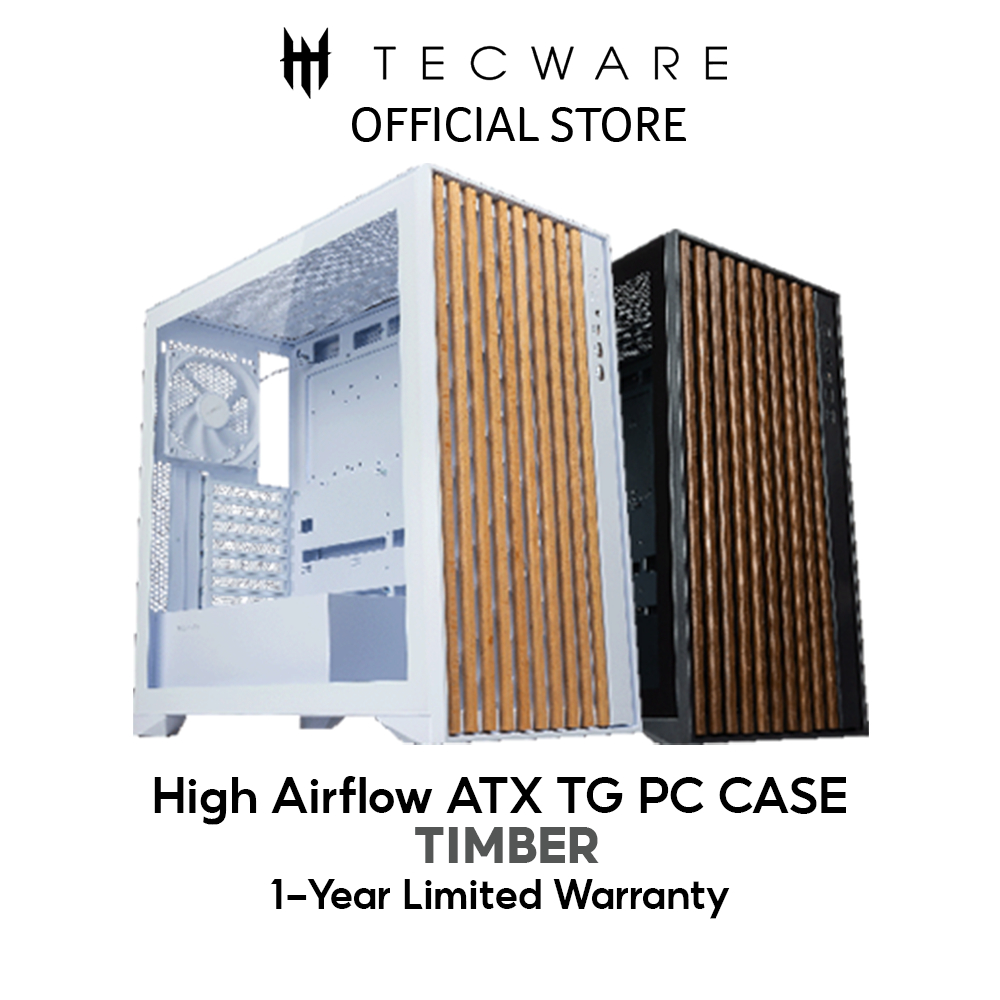 Tecware Timber M M Atx Timber Atx Tg Desktop Pc Case Casing Black White Shopee