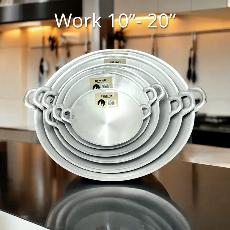 10-20 inch Double handle Aluminium Cooking Wok/ Polish Work | Shopee ...