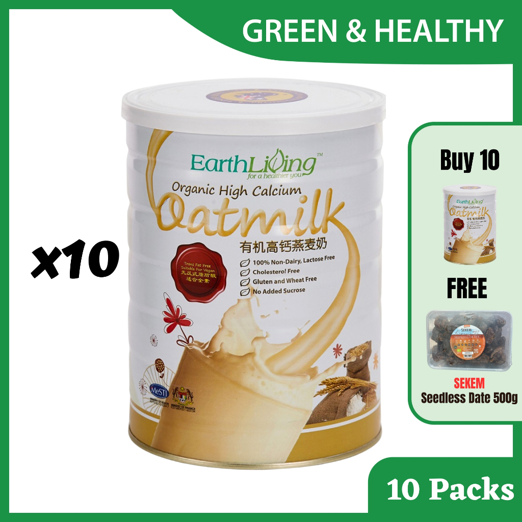 {ValuePack} Earth Living Organic High Calcium Oat Milk 有机高钙燕麦奶 850g / 10 Tins + [Free Sekem ...