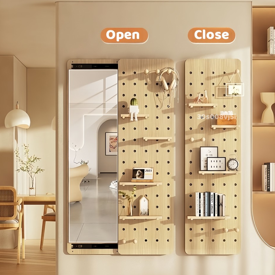 Wall mounted partition rak invisible dressing mirror sliding mirror ...