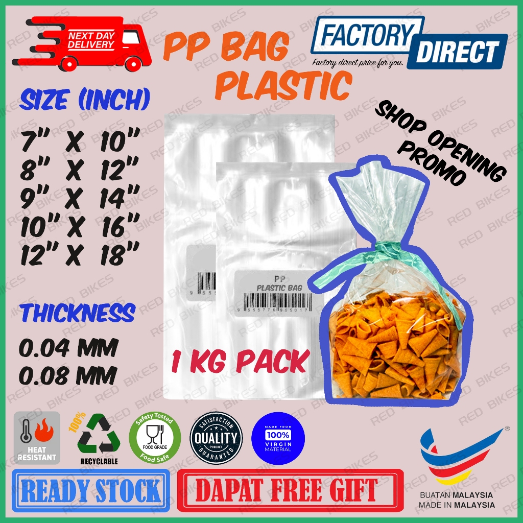 PP Plastic Plastik Transparent Clear Lutsinar Bag Beg【1KG±/Pack】(0.04mm ...