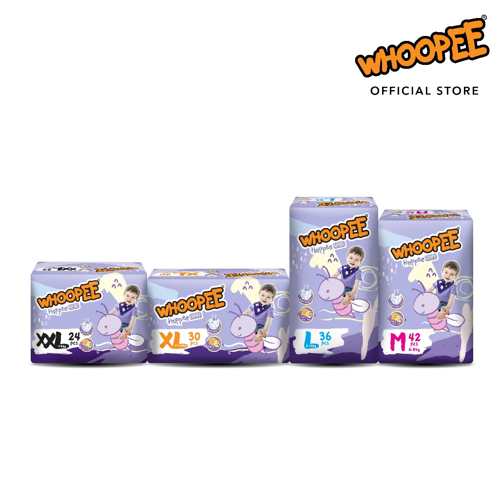Whoopee Jumbo Pants Diapers Baby - Size M (42's)/L (36's)/XL (30's)/XXL ...