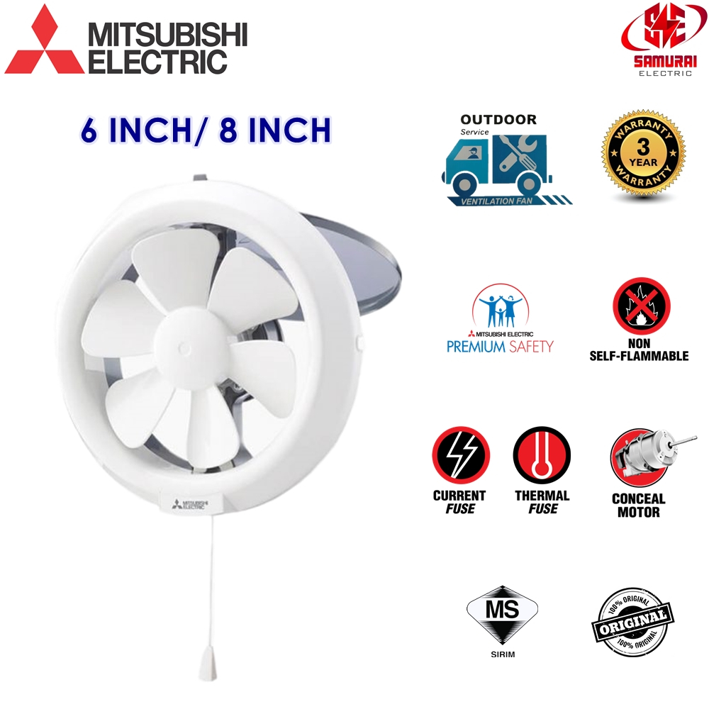Mitsubishi Electric Glass-Mounted Ventilator 6" V15SL6T/ 8" V20SL6T ...