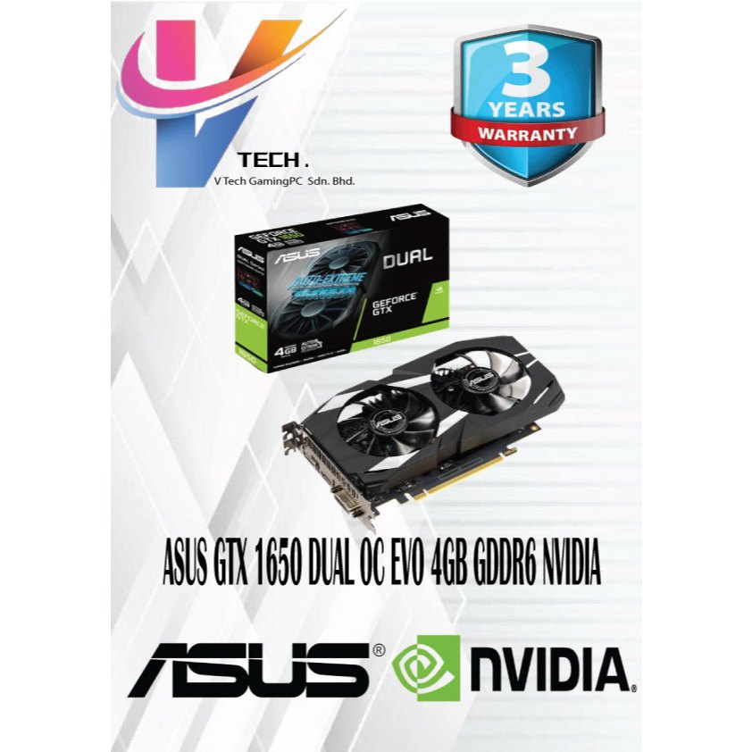 ASUS GEFORCE GTX1650 DUAL EVO OC EDITION 4GB DDR6 GRAPHICS CARD / VGA CARD (DUAL-GTX1650-O4GD6-P ...
