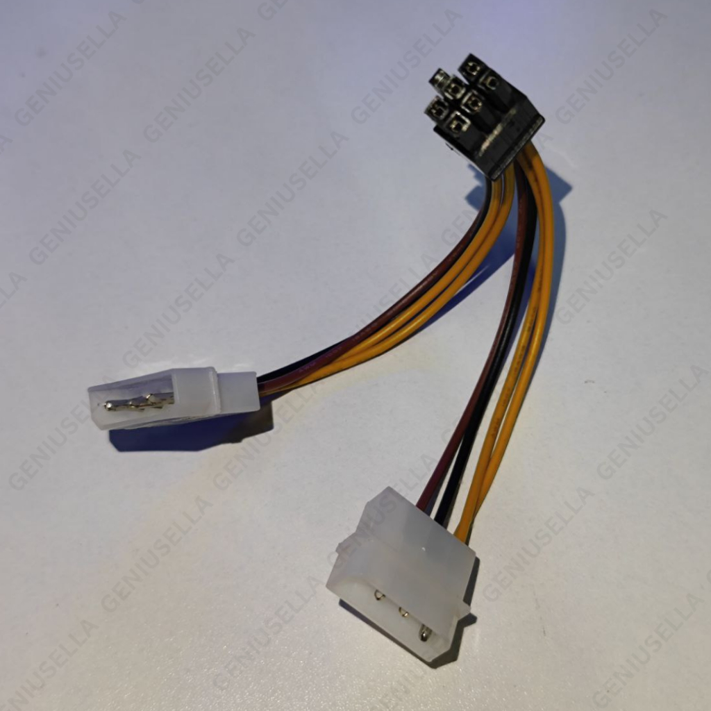 Dual IDE Molex 4 Pin Female To 6 Pin PCIe Male For Graphics Card ...