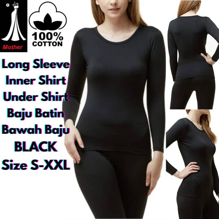 Inner Round Neck Baju Lengan Panjang Muslimah Inner High Cotton S to ...