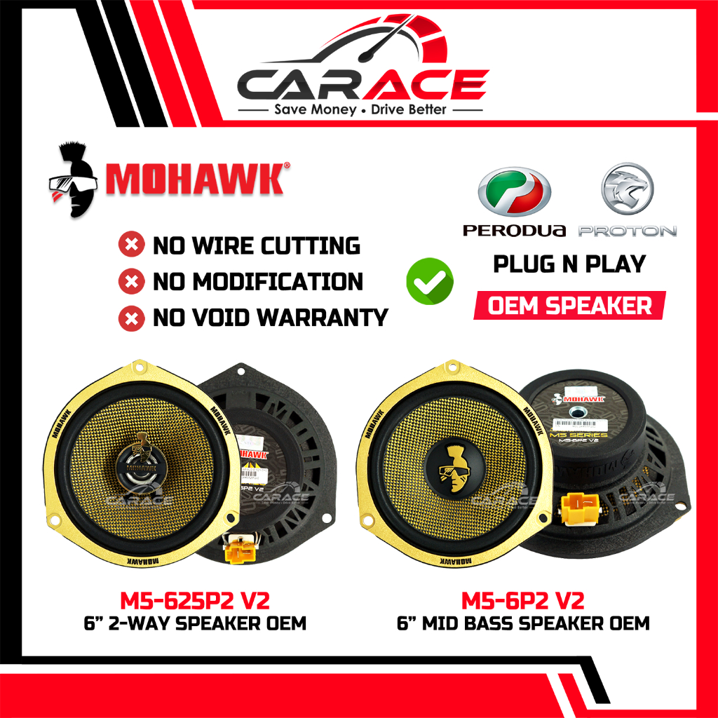 MOHAWK Speaker Combo Set M5 V2 PlugandPlay Speaker Kereta 6inch Speaker ...