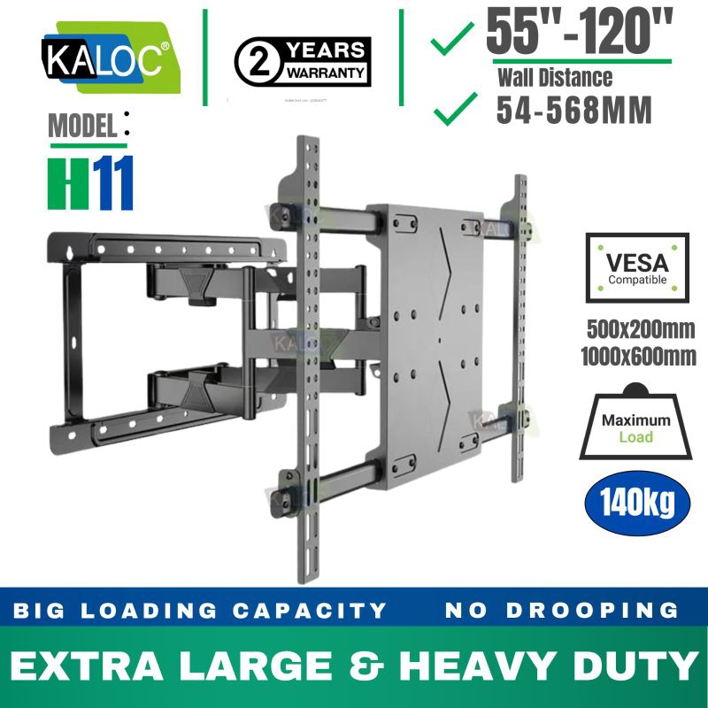 Kaloc H11 55"-120" Extra Heavy Duty Full Motion TV Wall Mount Tv ...