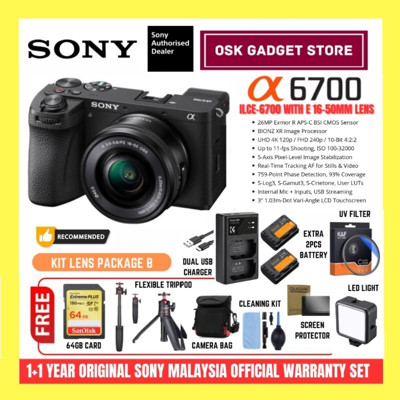 Sony ILCE-6700 ILCE6700 A6700 Mirrorless Camera | 26MP | UHD 4K 120P | Package Bundle | 1 Year ...