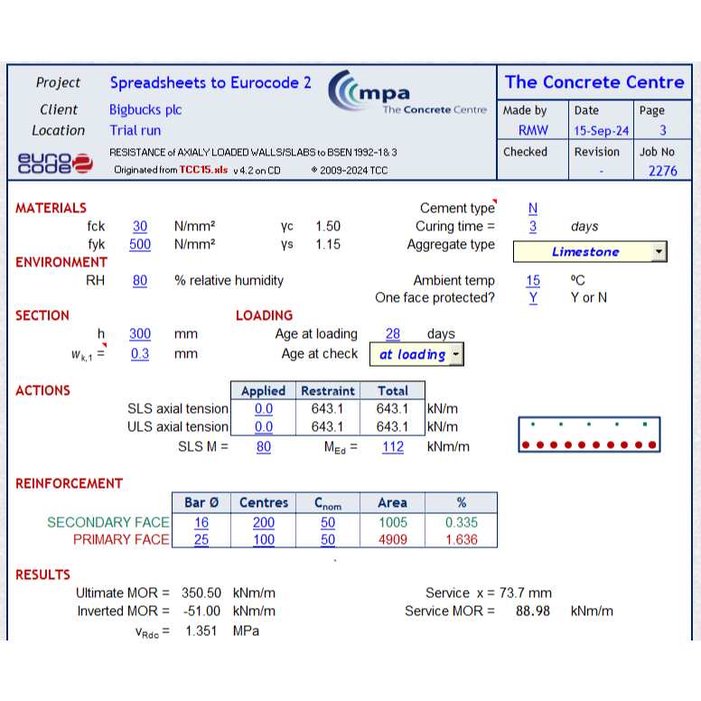 Resistance of Axial Loaded Walls&Slabs to Eurocode Design Excel ...